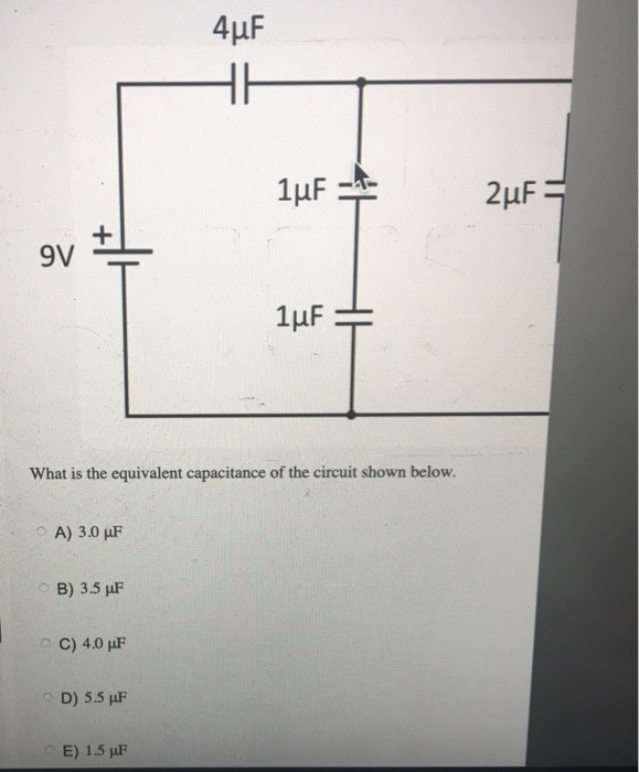 Solved 1uF - - 1uF What is the equivalent capacitance of the | Chegg.com