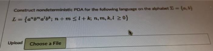 Solved Construct nondeterministic PDA for the following | Chegg.com