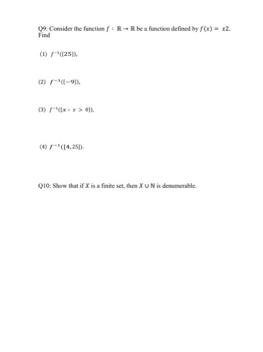 Solved Q9 Consider The Function F R→r Be A Function Defined