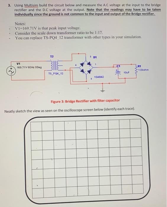 Solved 3. Using Multisim build the circuit below and measure | Chegg.com