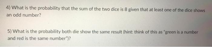 Solved Suppose you roll two fair six-sided dice-one red and | Chegg.com