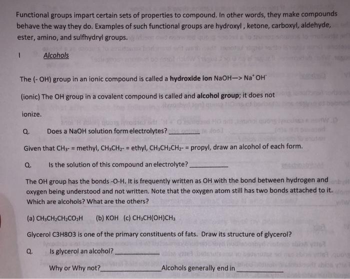 Solved Functional groups impart certain sets of properties | Chegg.com