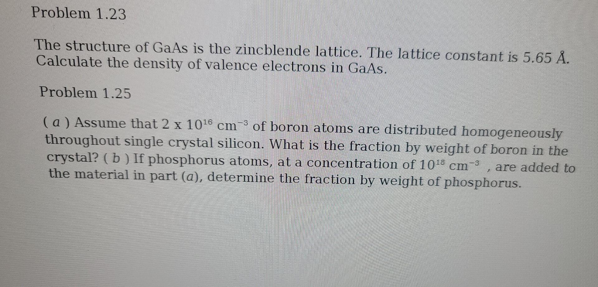 Solved Problem 1.23 The structure of GaAs is the zincblende | Chegg.com