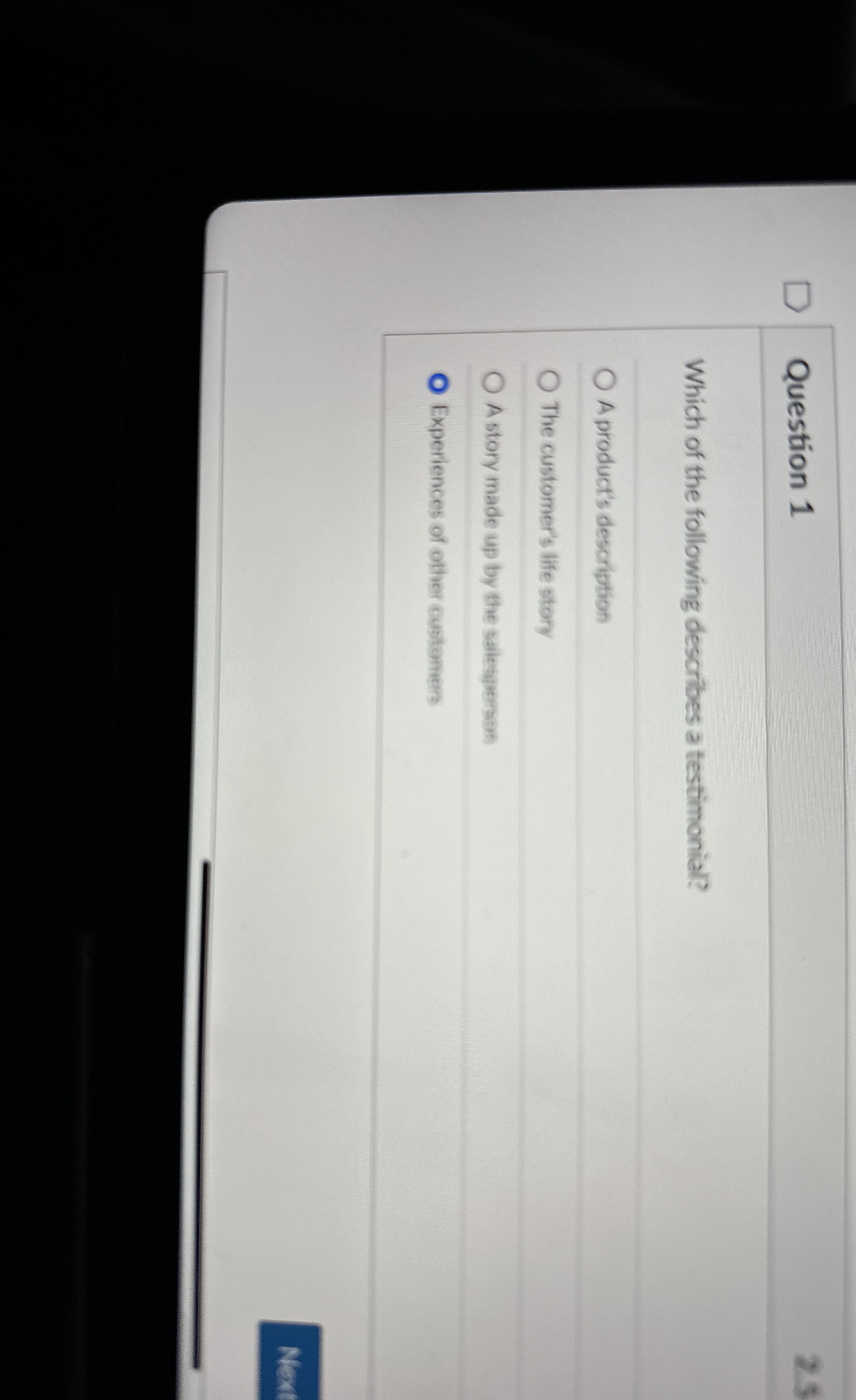 Solved Question 1Which of the following describes a | Chegg.com