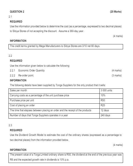 Solved QUESTION 22.1REQUIREDUse the information provided | Chegg.com