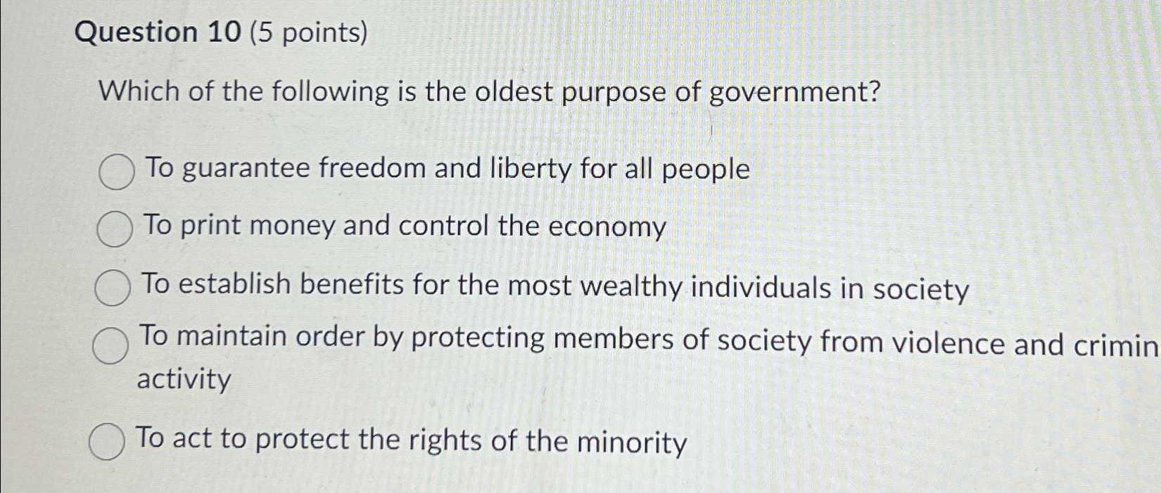 Solved Question 10 (5 ﻿points)Which of the following is the | Chegg.com