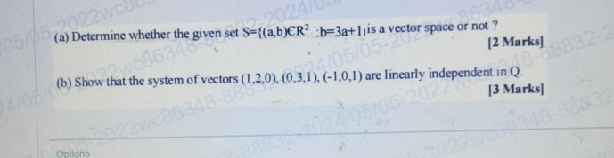 Solved (a) ﻿Determine whether the given set | Chegg.com