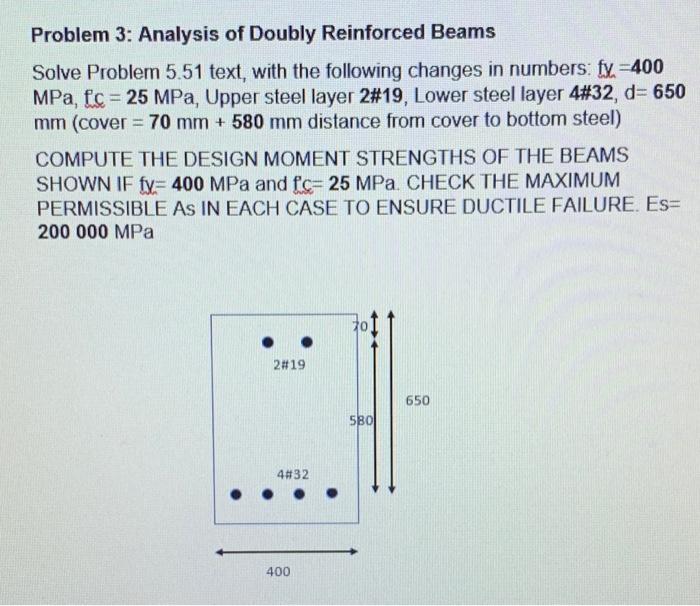 Solved Problem 3: Analysis of Doubly Reinforced Beams Solve | Chegg.com