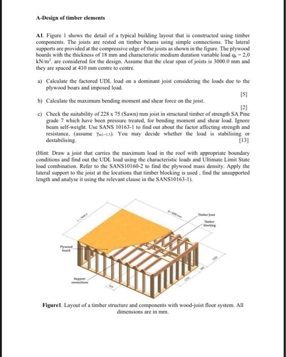 A-Design of timber elements Al. Figure 1 shows the | Chegg.com