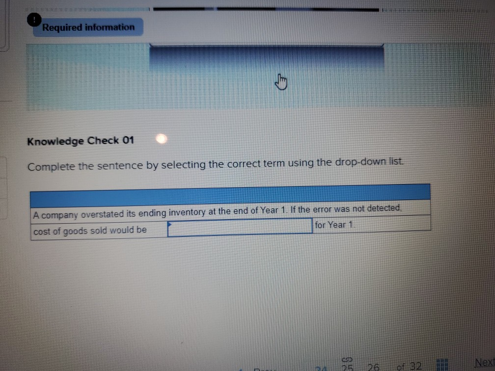 Solved Required information Knowledge Check 01 Complete the | Chegg.com