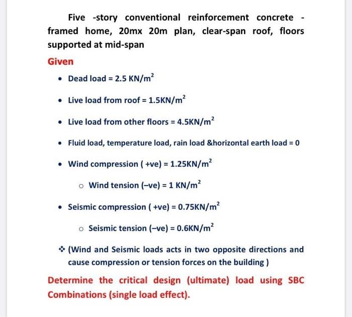 Solved Five-story conventional reinforcement concrete - | Chegg.com