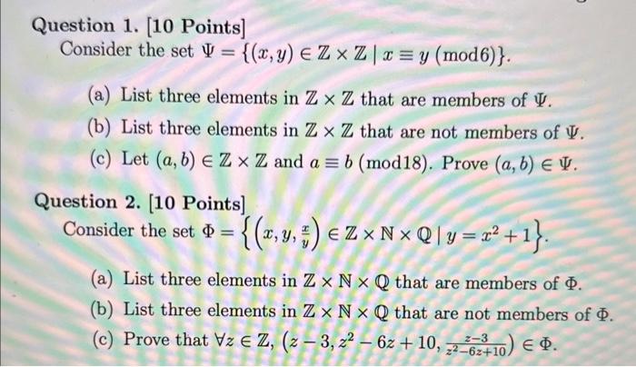 Solved Question 1. [10 Points] Consider the set | Chegg.com