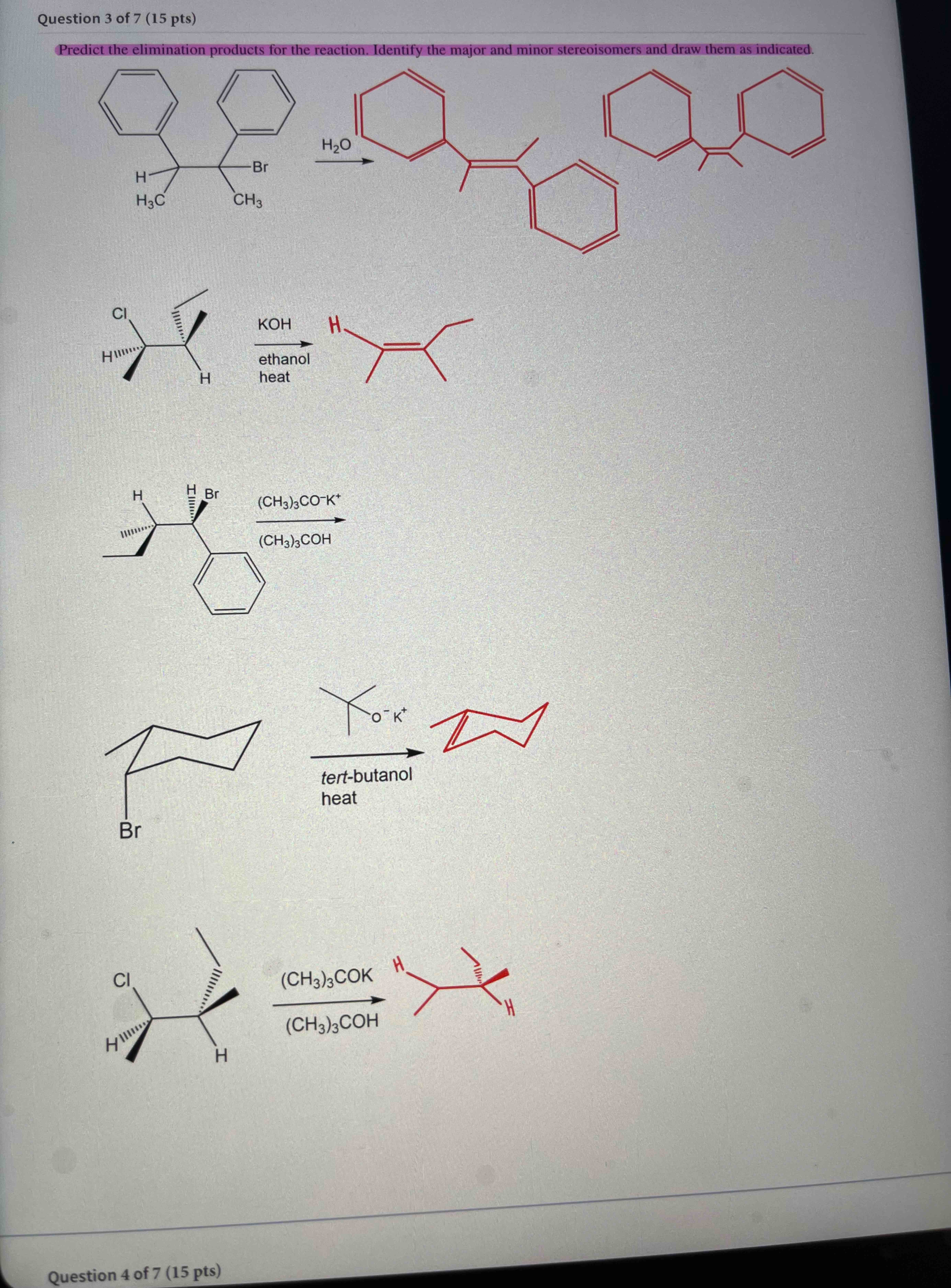 Solved Predict the elimination products for the reaction. | Chegg.com