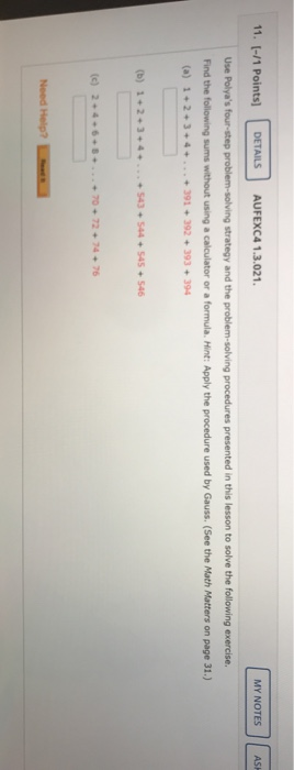 Solved MY NOTES ASH 11. [-/1 Points) DETAILS AUFEXC4 | Chegg.com