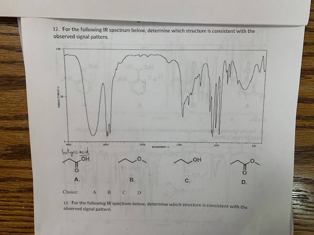 Solved For the following IR spectrum below, determine which | Chegg.com