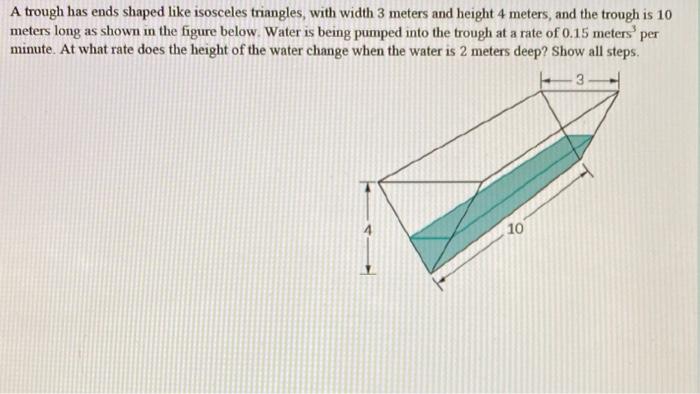 Solved A trough has ends shaped like isosceles triangles, | Chegg.com