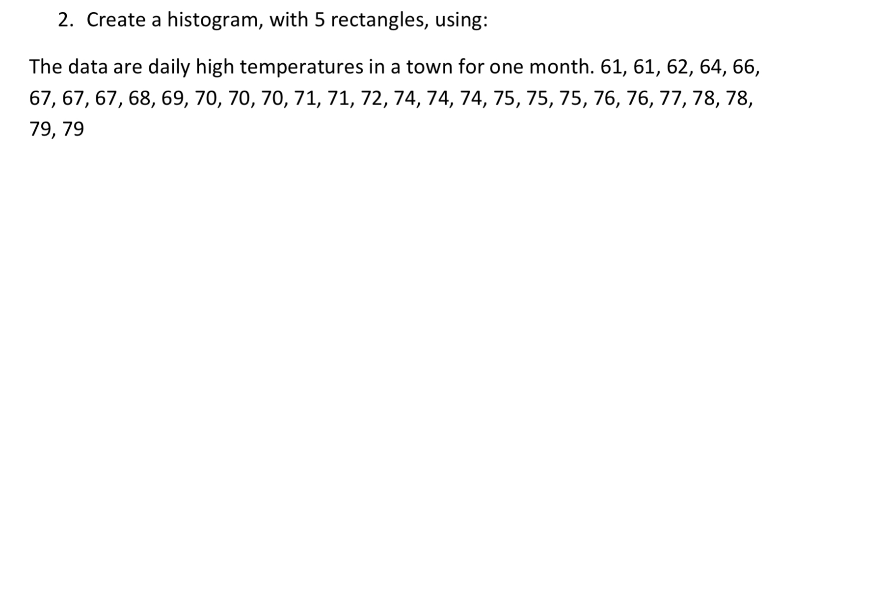 Solved Create a histogram, with 5 ﻿rectangles, using:The | Chegg.com