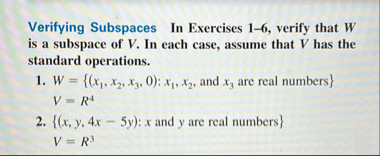 Solved Verifying Subspaces In Exercises 1-6, ﻿verify that W | Chegg.com