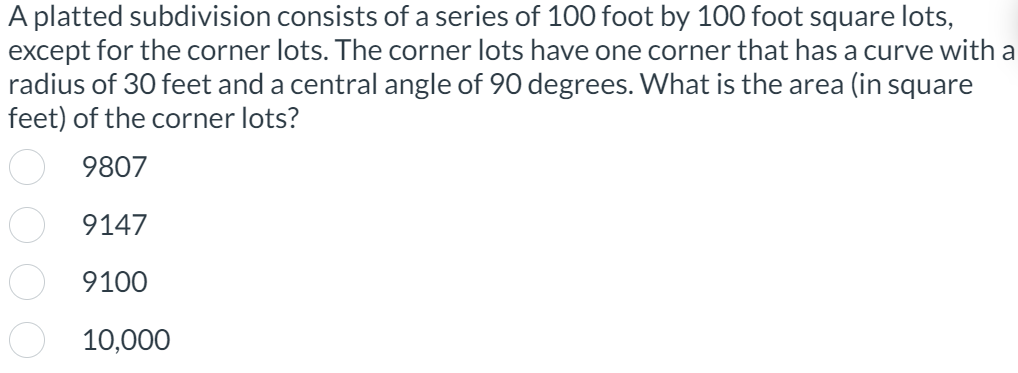 A platted subdivision consists of a series of 100 | Chegg.com