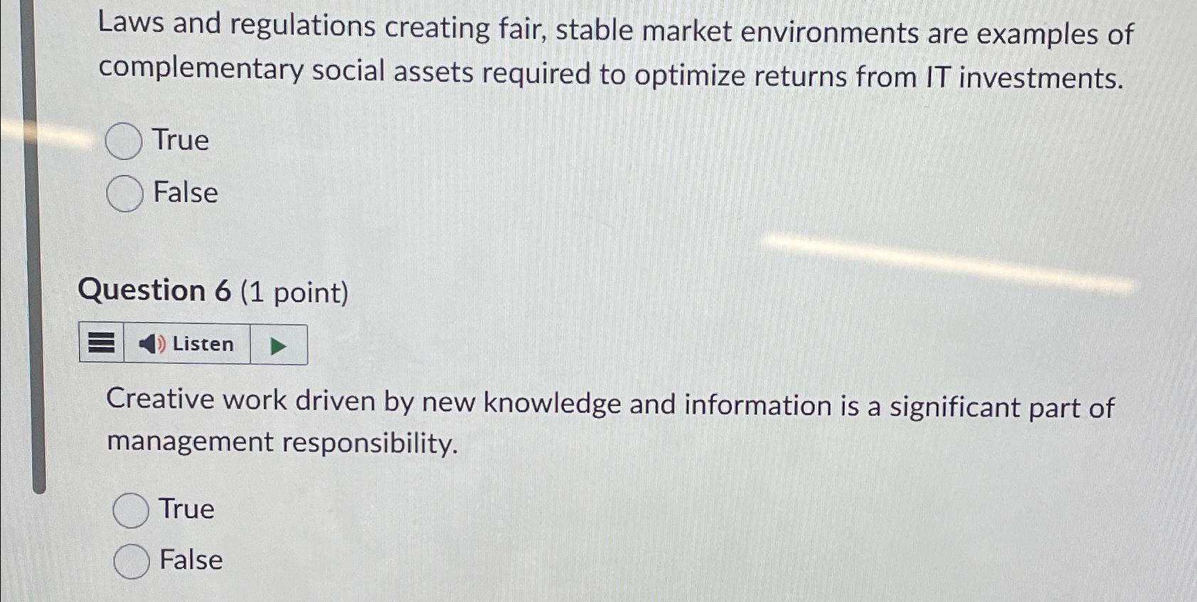 Solved Laws and regulations creating fair, stable market | Chegg.com