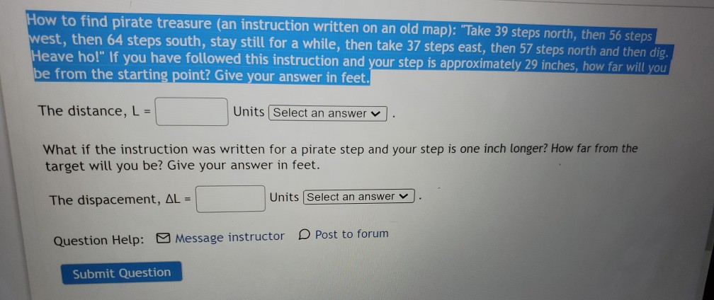 Solved How to find pirate treasure (an instruction written | Chegg.com