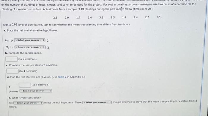 Solved on the number of plantings of trees, shrubs, and so | Chegg.com