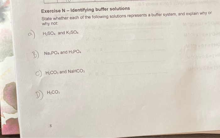 Solved Exercise N - Identifying buffer solutions State | Chegg.com