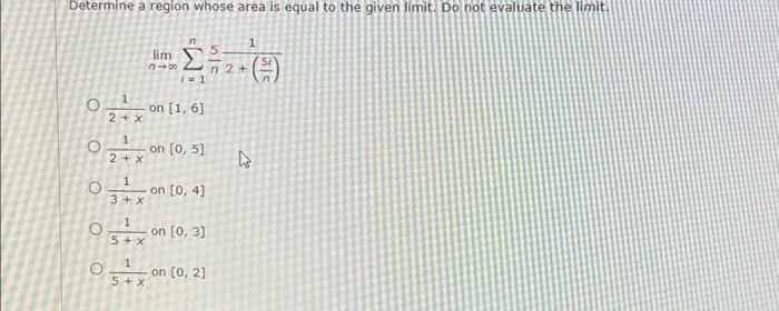 Solved Determine a region whose area is equal to the given | Chegg.com