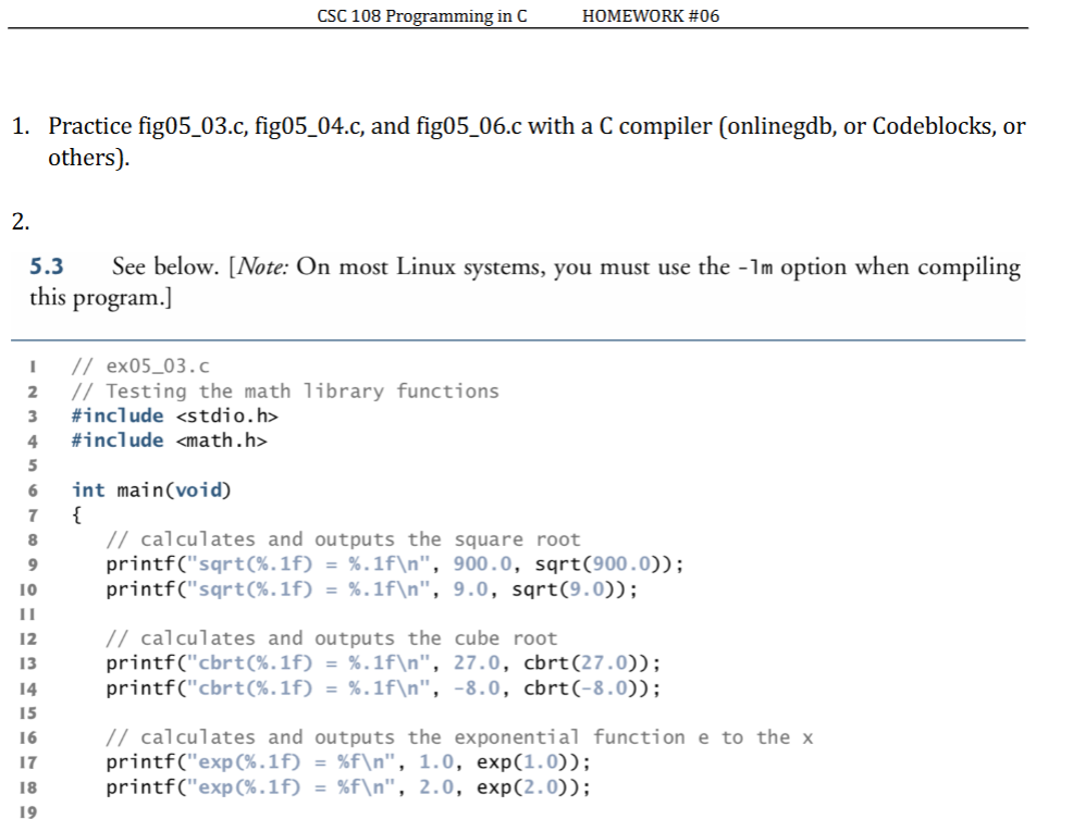 Solved 1. ﻿Practice fig05_03.c, ﻿fig05_04.c, ﻿and fig05_06.c | Chegg.com