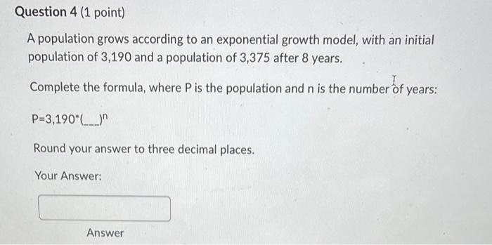 Solved A population grows according to an exponential growth | Chegg.com