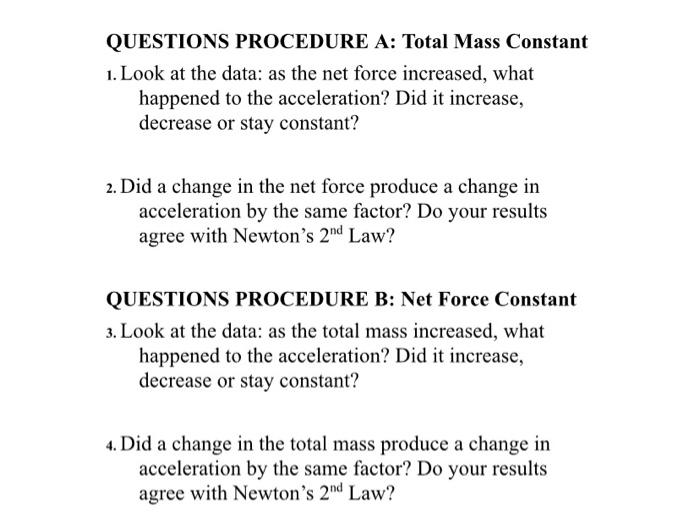 Solved QUESTIONS PROCEDURE A: Total Mass Constant 1. Look at | Chegg.com