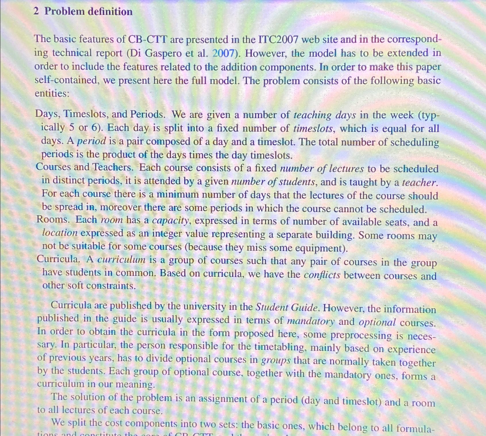 Solved 2 ﻿Problem definitionThe basic features of CB-CTT are | Chegg.com