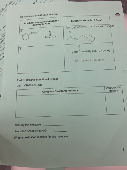 Solved Seccluse C3: Practice of Esterification Reaction | Chegg.com