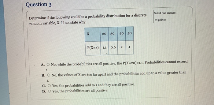 Solved Question 1 Select one answer. The random variable X, | Chegg.com