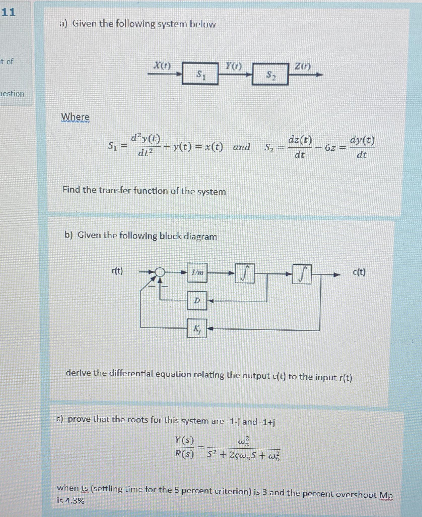 11a) ﻿Given the following system | Chegg.com