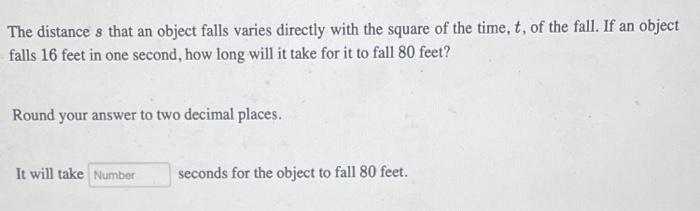 Solved The Distance S That An Object Falls Varies Directly