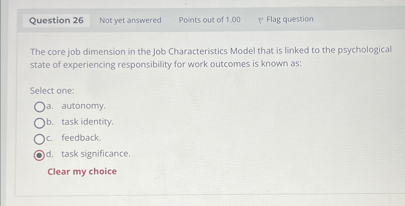 Solved The core job dimension in the Job Characteristics | Chegg.com
