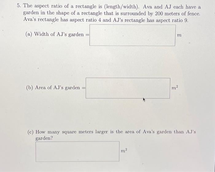 Solved The aspect ratio of a rectangle is (length/width). | Chegg.com