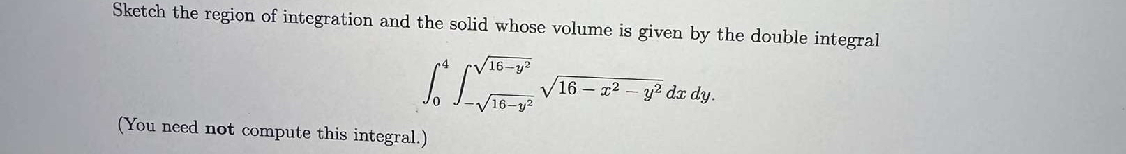 Solved Sketch the region of integration and the solid whose | Chegg.com