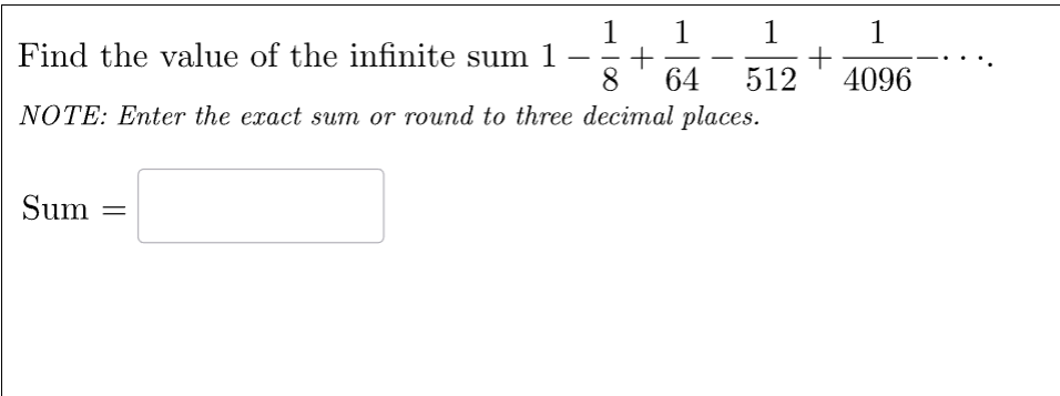 Solved Find the value of the infinite sum | Chegg.com