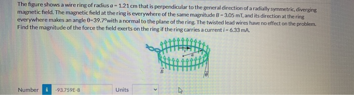 Solved The figure shows a wire ring of radius a - 1.21 cm | Chegg.com
