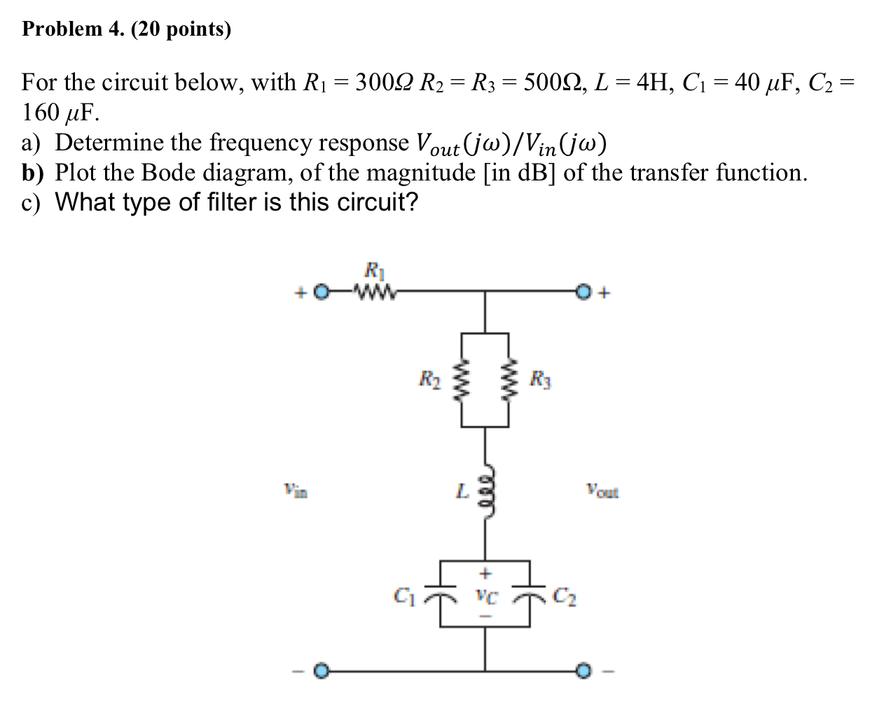 Solved Problem 4. (20 ﻿points) ﻿For the circuit below, with | Chegg.com