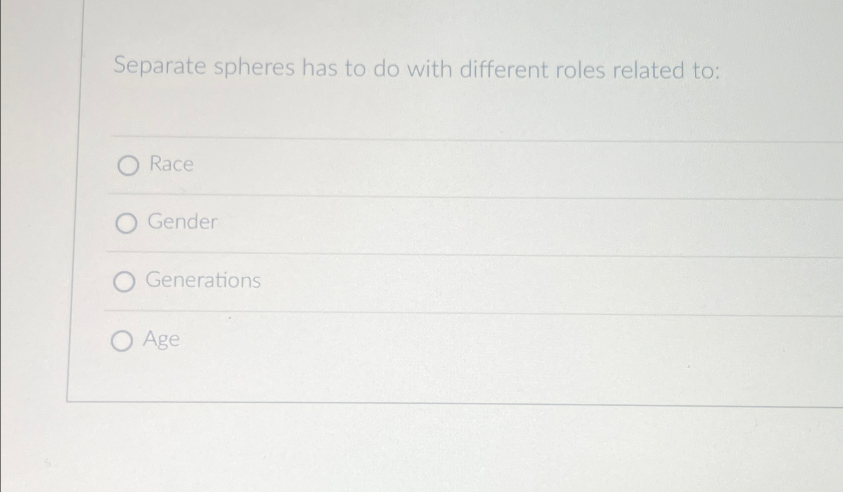 Solved Separate spheres has to do with different roles | Chegg.com