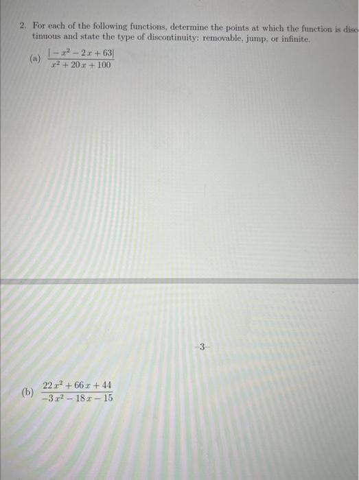 Solved 2. For each of the following functions, determine the | Chegg.com