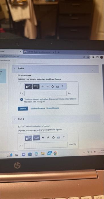 Solved 28 atra lo torr Eapeses your answer using two | Chegg.com