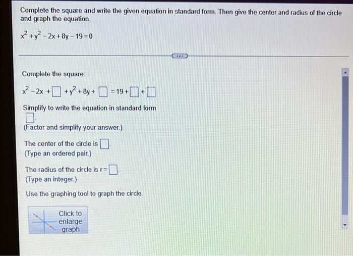 Solved Complete the square and write the given equation in | Chegg.com