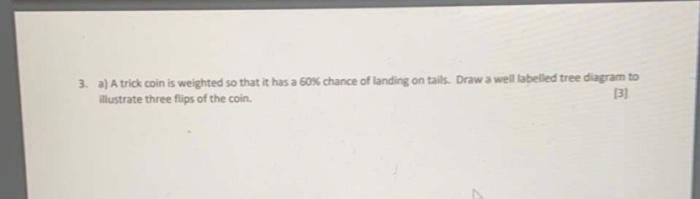 Solved 3. a) A trick coin is weighted so that it has a 50% | Chegg.com