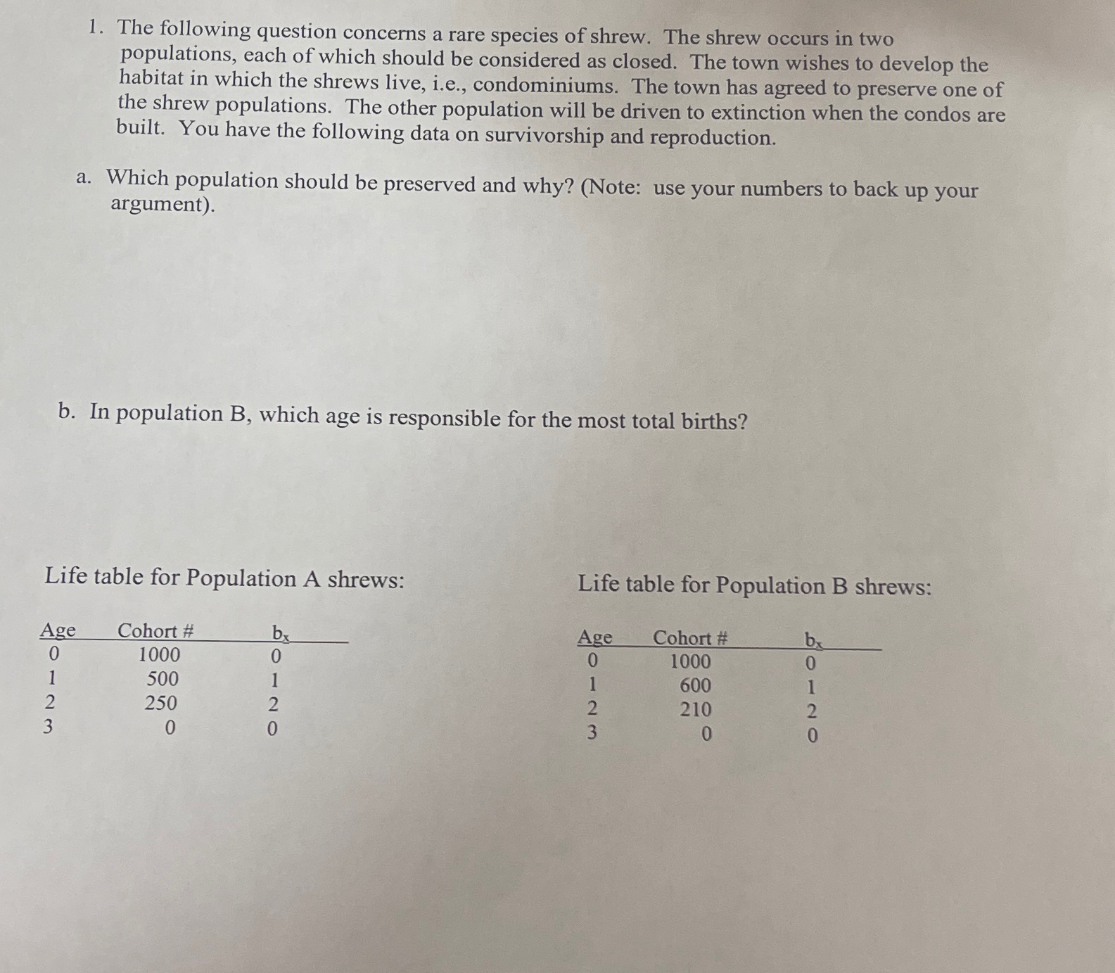 Solved The following question concerns a rare species of | Chegg.com