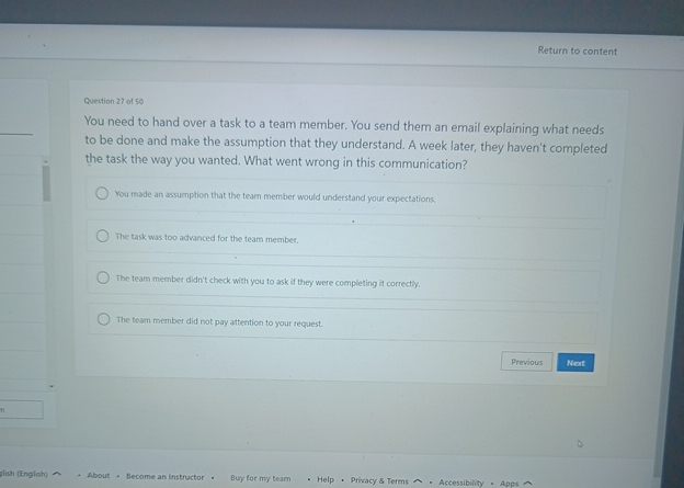 Solved Return to contentQuestion 27 ﻿of 50You need to hand | Chegg.com