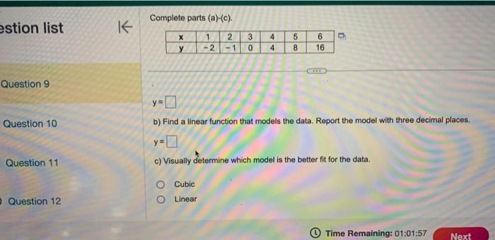 Solved Complete parts (a)-(c). a) Find a cubic function that | Chegg.com